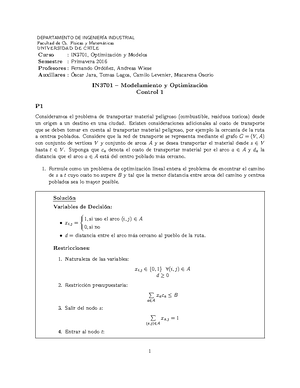 Control 2 Pauta Modelamiento y optimizacion - IN3701 - Modelamiento y ...