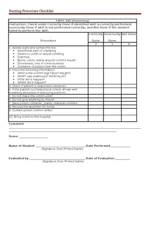 Dog-Bite-Checklist - For lab activities - Nursing Procedure Checklist ...