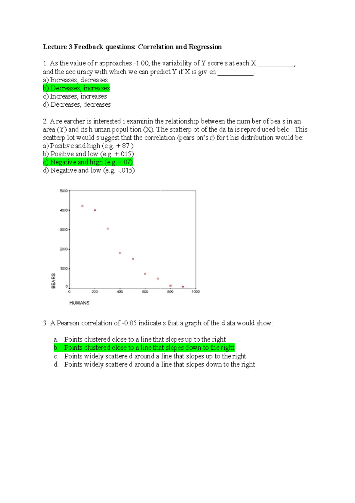 Week 3 answers - Lecture 3 Feedback questions: Correlation and ...