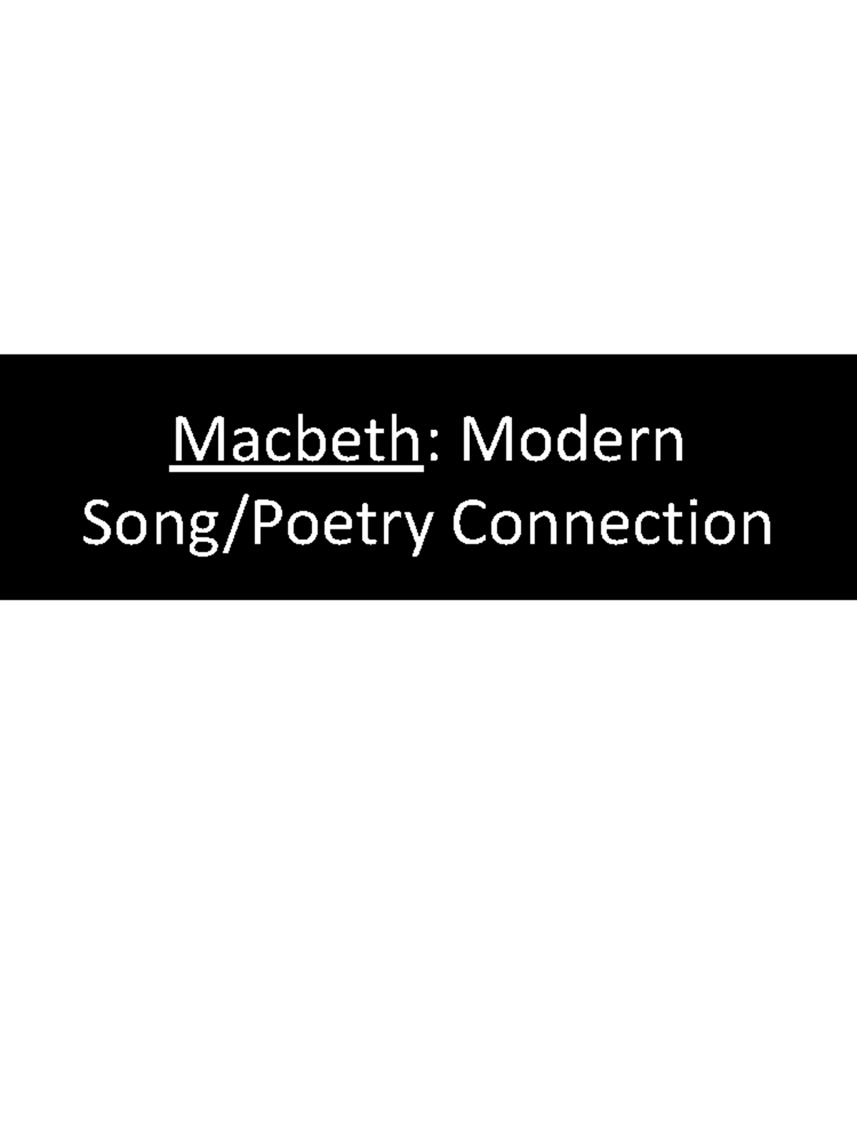Macbeth Act 3 - AP English - Macbeth: Modern Song/Poetry Connection ...