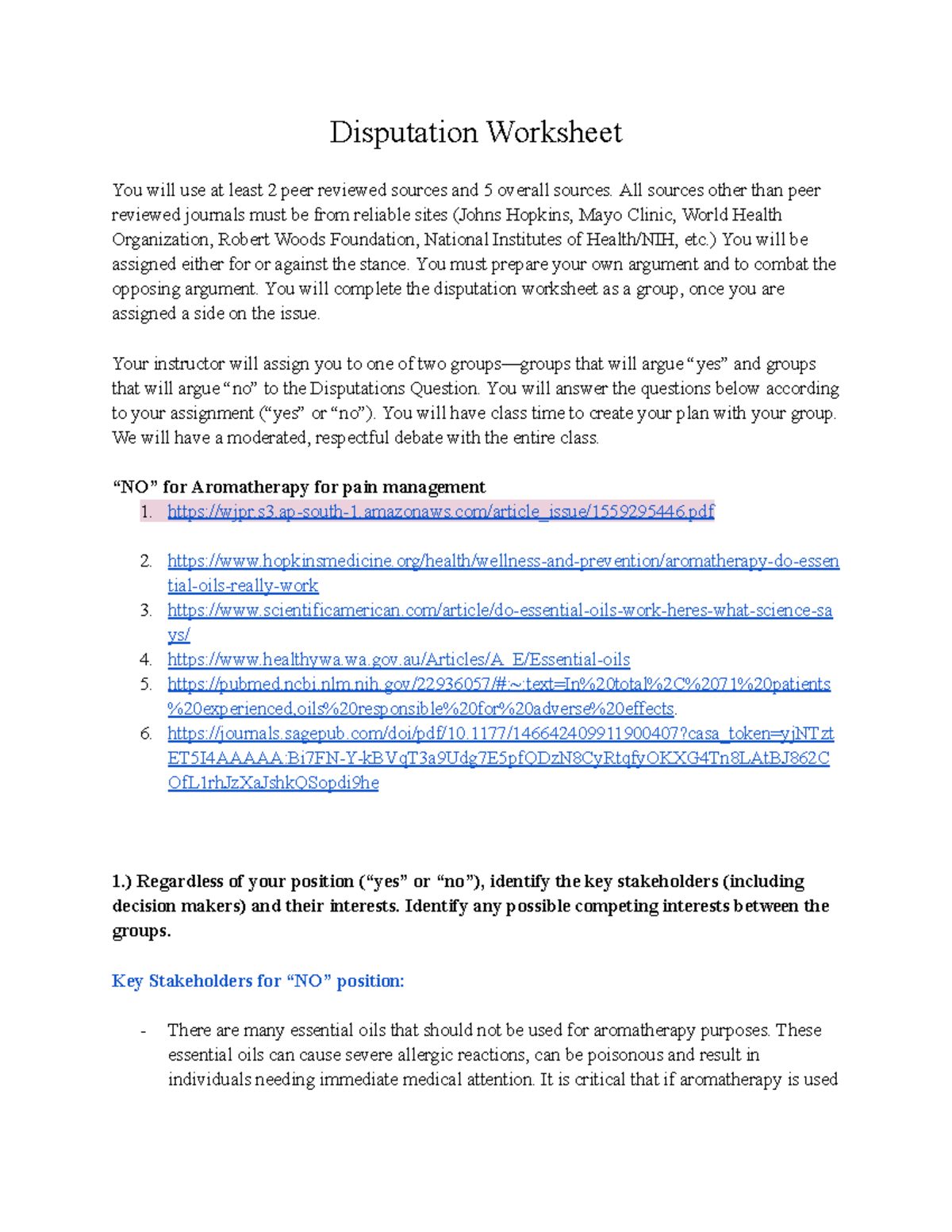 Con -Disputation Worksheet (3 - Disputation Worksheet You will use at ...