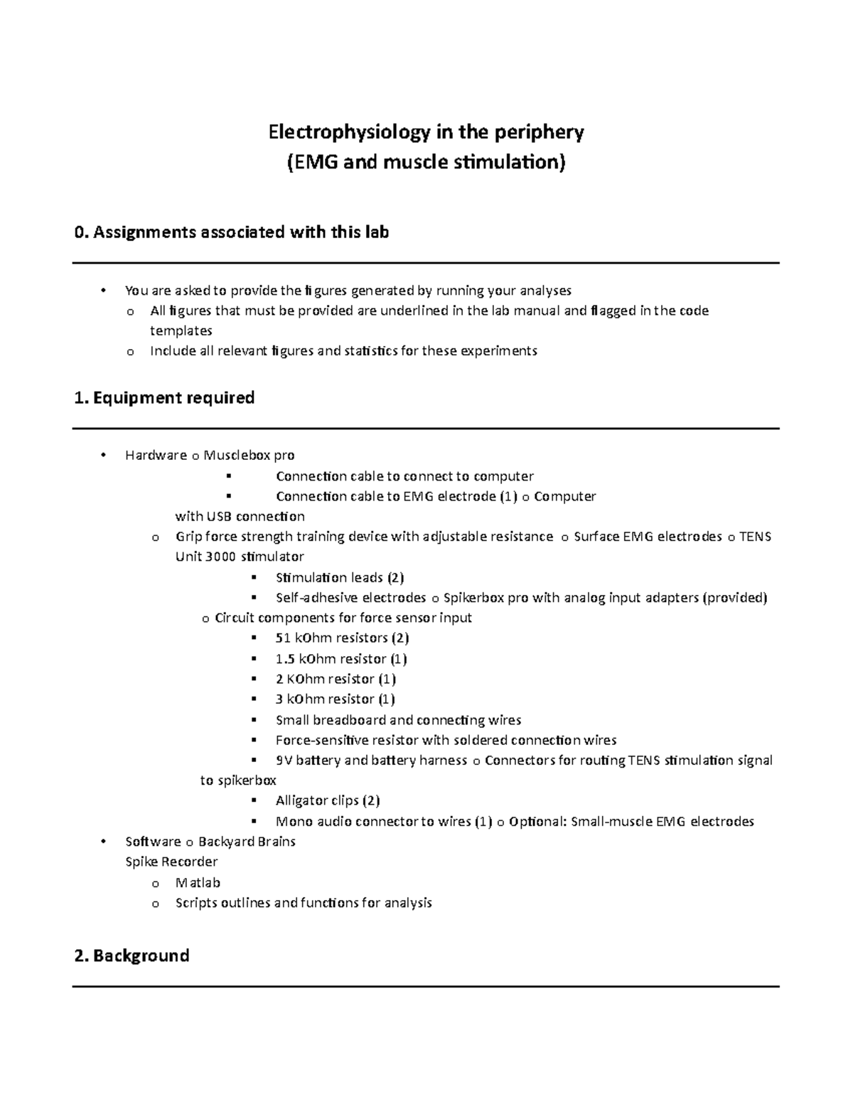 Lab guide - Summary Engineering - Electrophysiology in the periphery ...