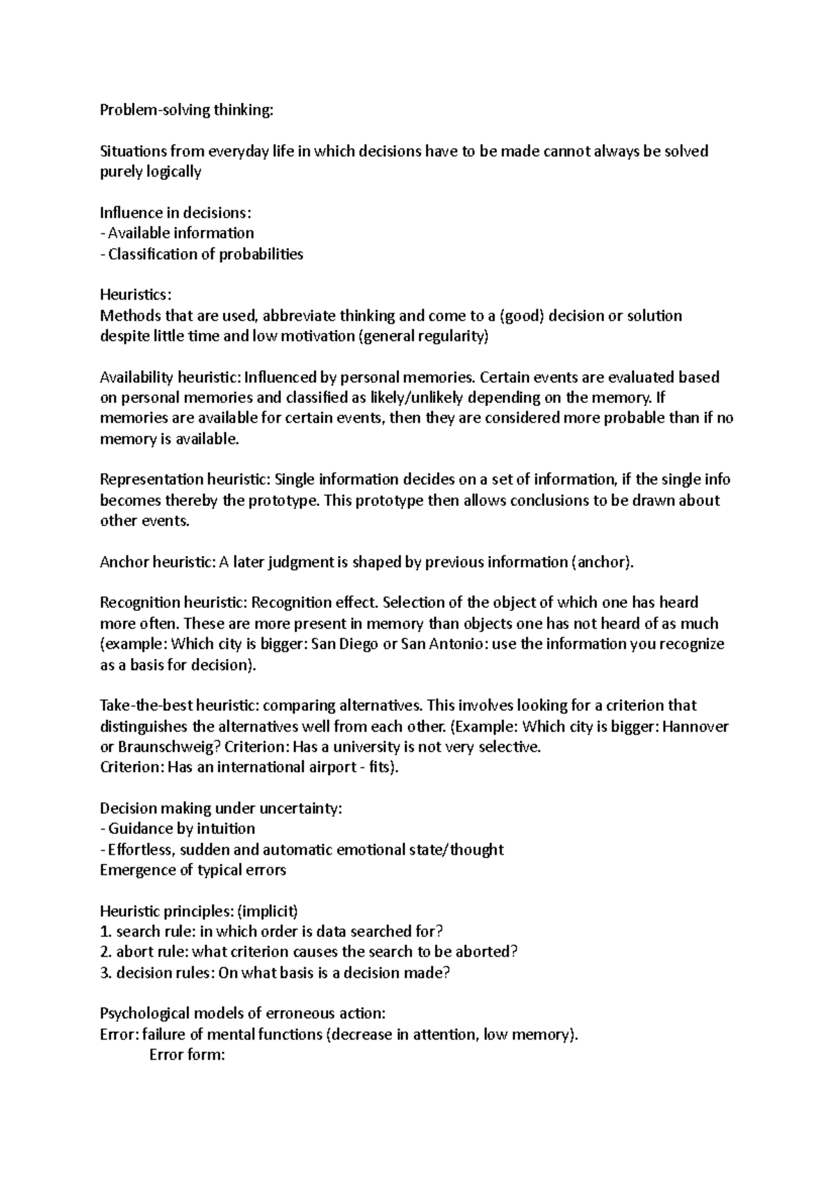 Problem - Abnormal Psychology - Problem-solving thinking: Situations ...