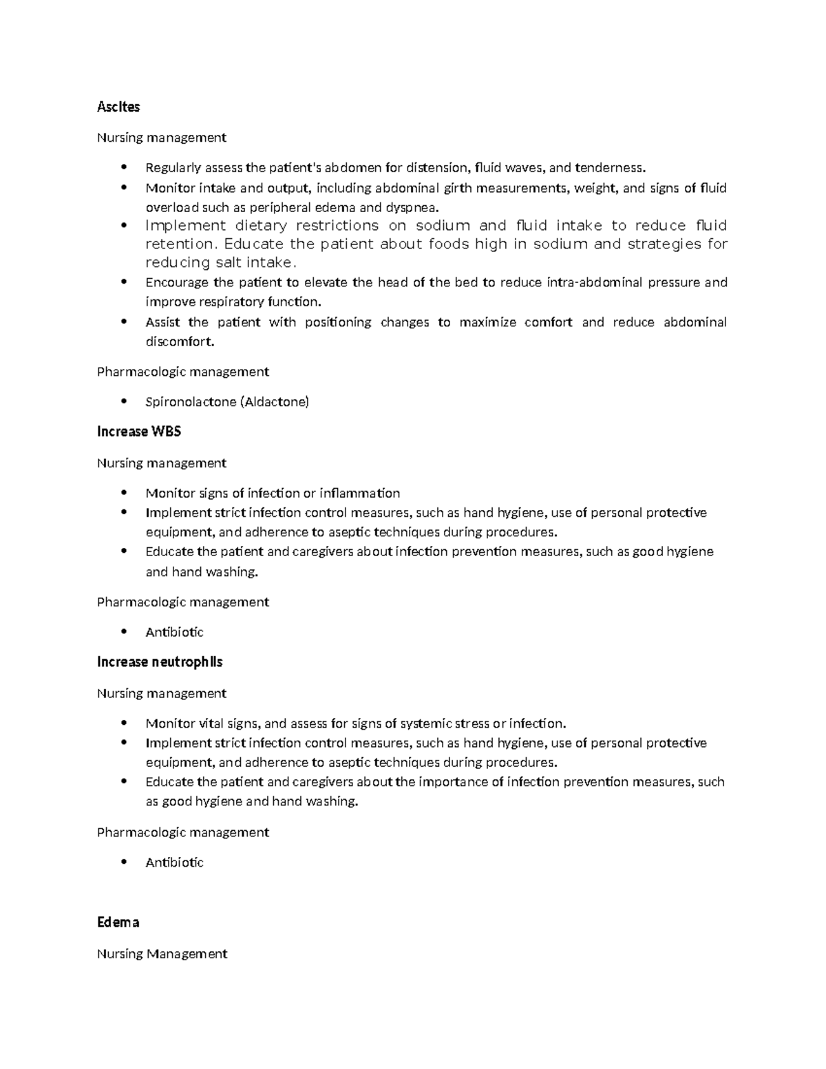 Ascites - Ascites Nursing management Regularly assess the patient's ...