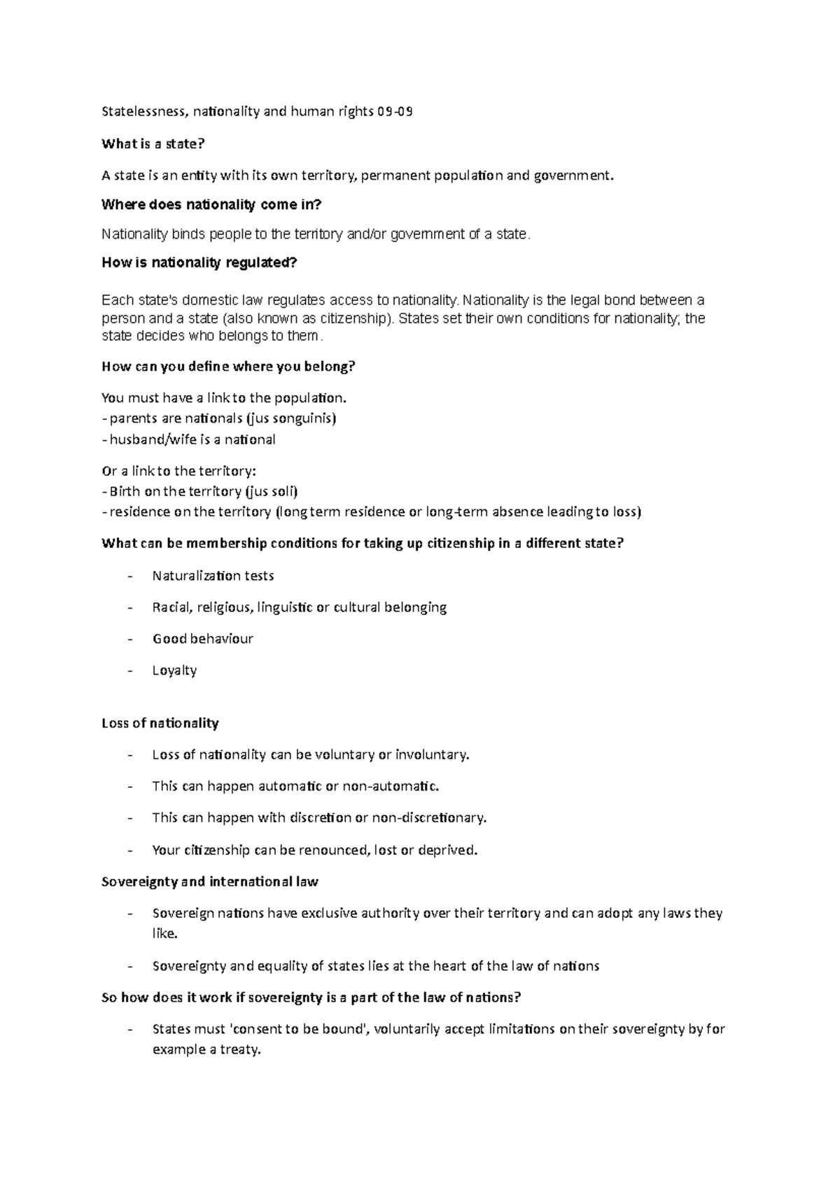 Summary Of Everything NSHR Statelessness Nationality And Human