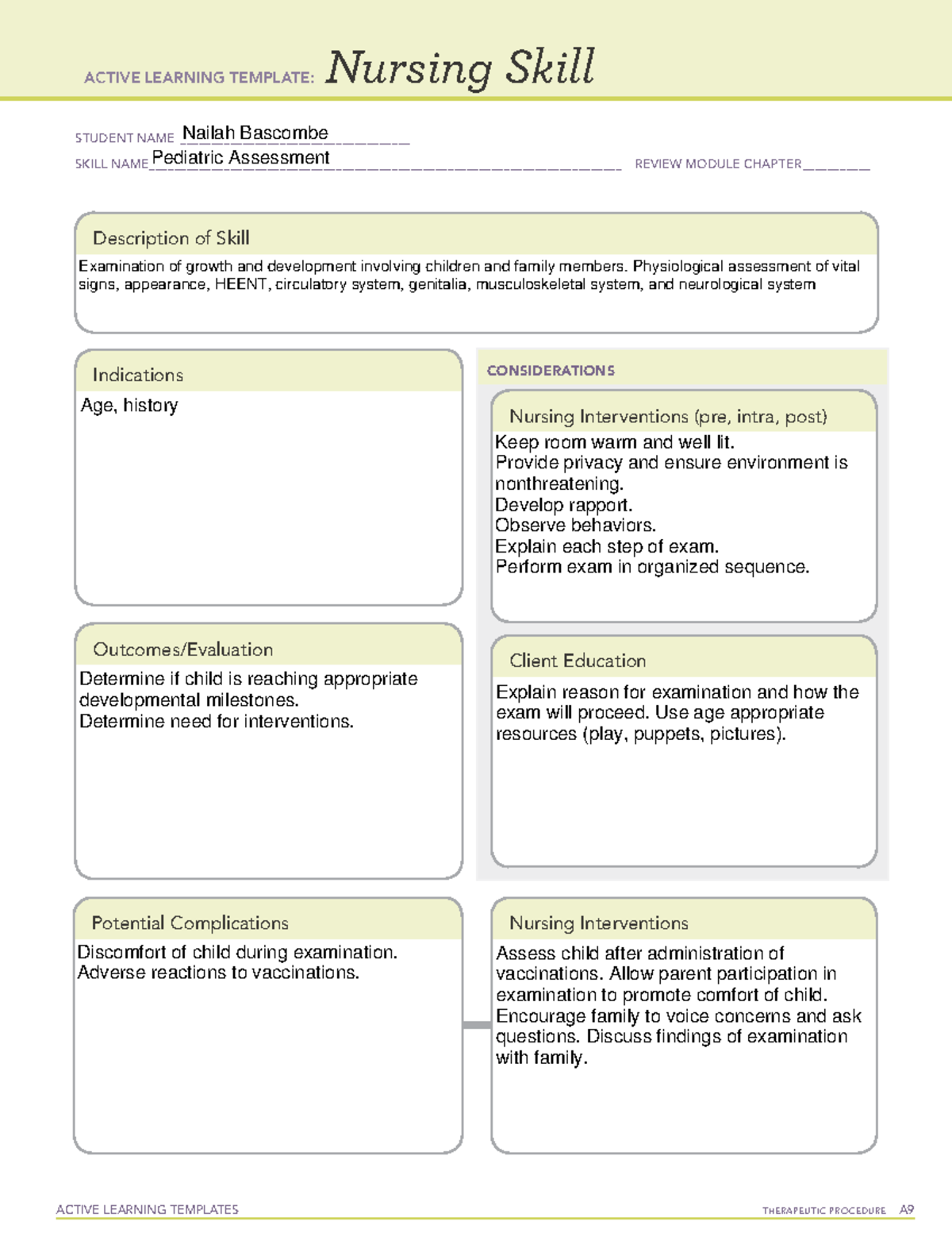 Peds Assessment Pediatrics ACTIVE LEARNING TEMPLATES THERAPEUTIC