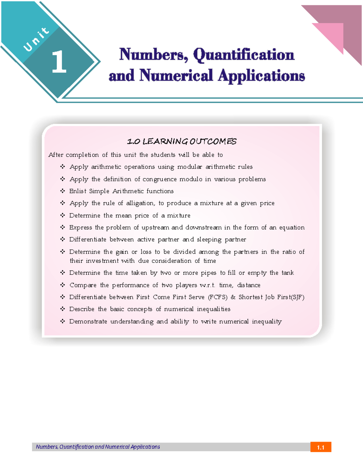 Chapter 1 Numbers Quantification XII - Numbers, Quantification and Numerical Applications 1. 1 ...