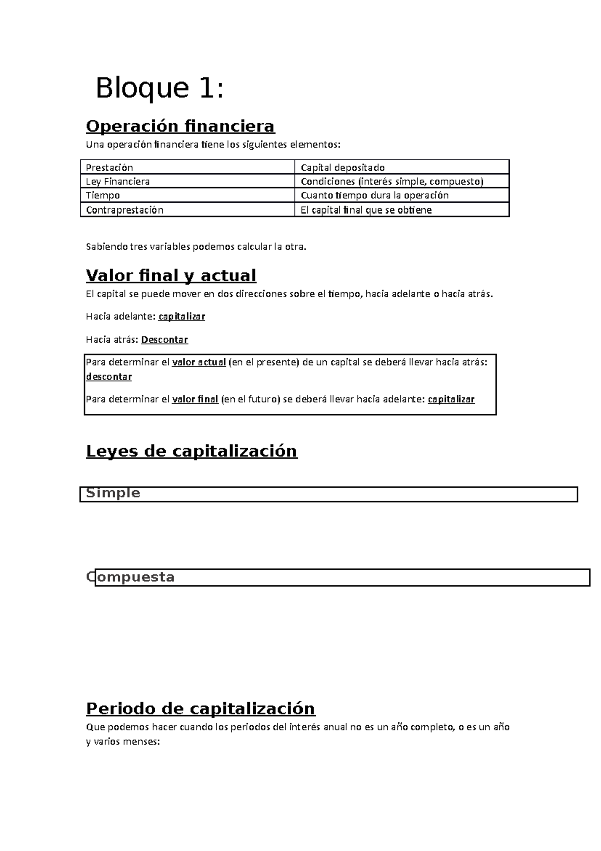 Apuntes Mates Financieras - Bloque 1: Operación financiera Una ...