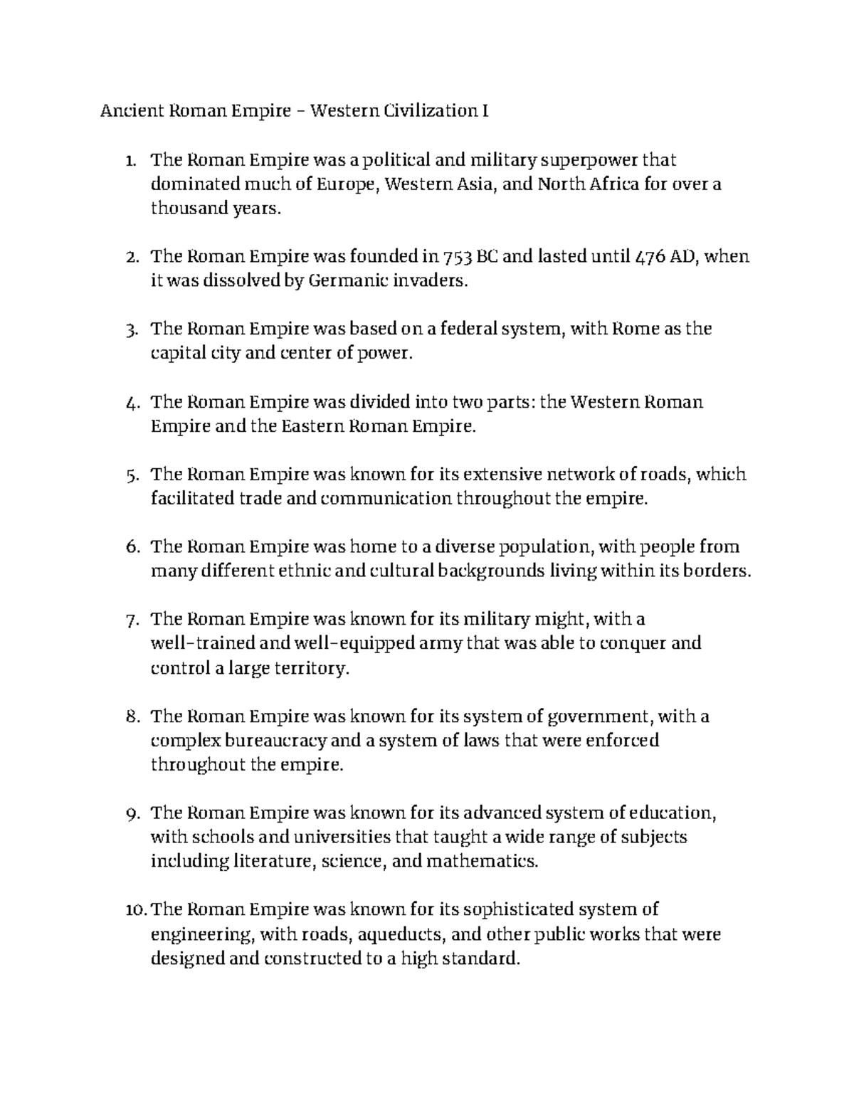 Roman Empire Notes - Google Docs - Ancient Roman Empire - Western ...