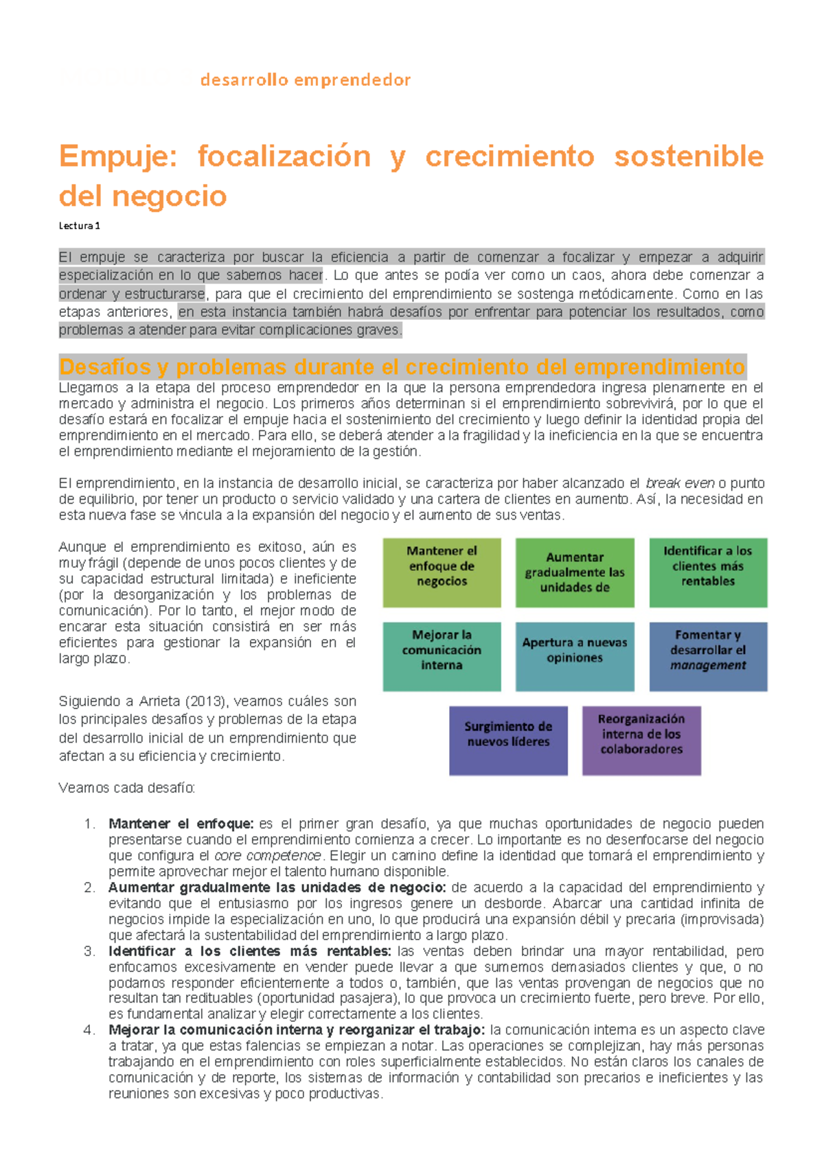 desarrollo emprendedor modulo 3 - MODULO 3 desarrollo emprendedor Empuje: focalización y ...