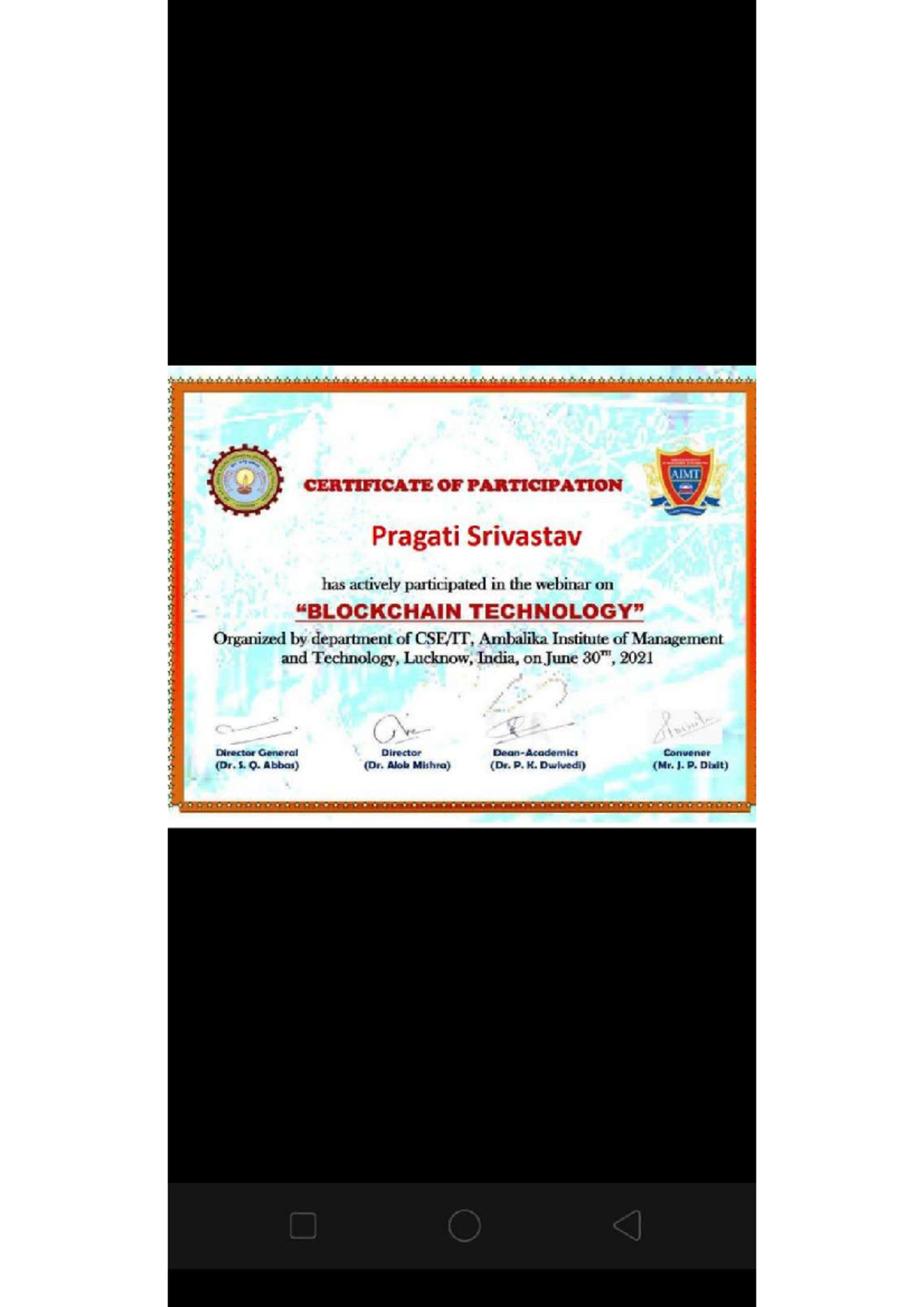 Certificate for blockchain tech. - Pragati Srivastava - computer ...