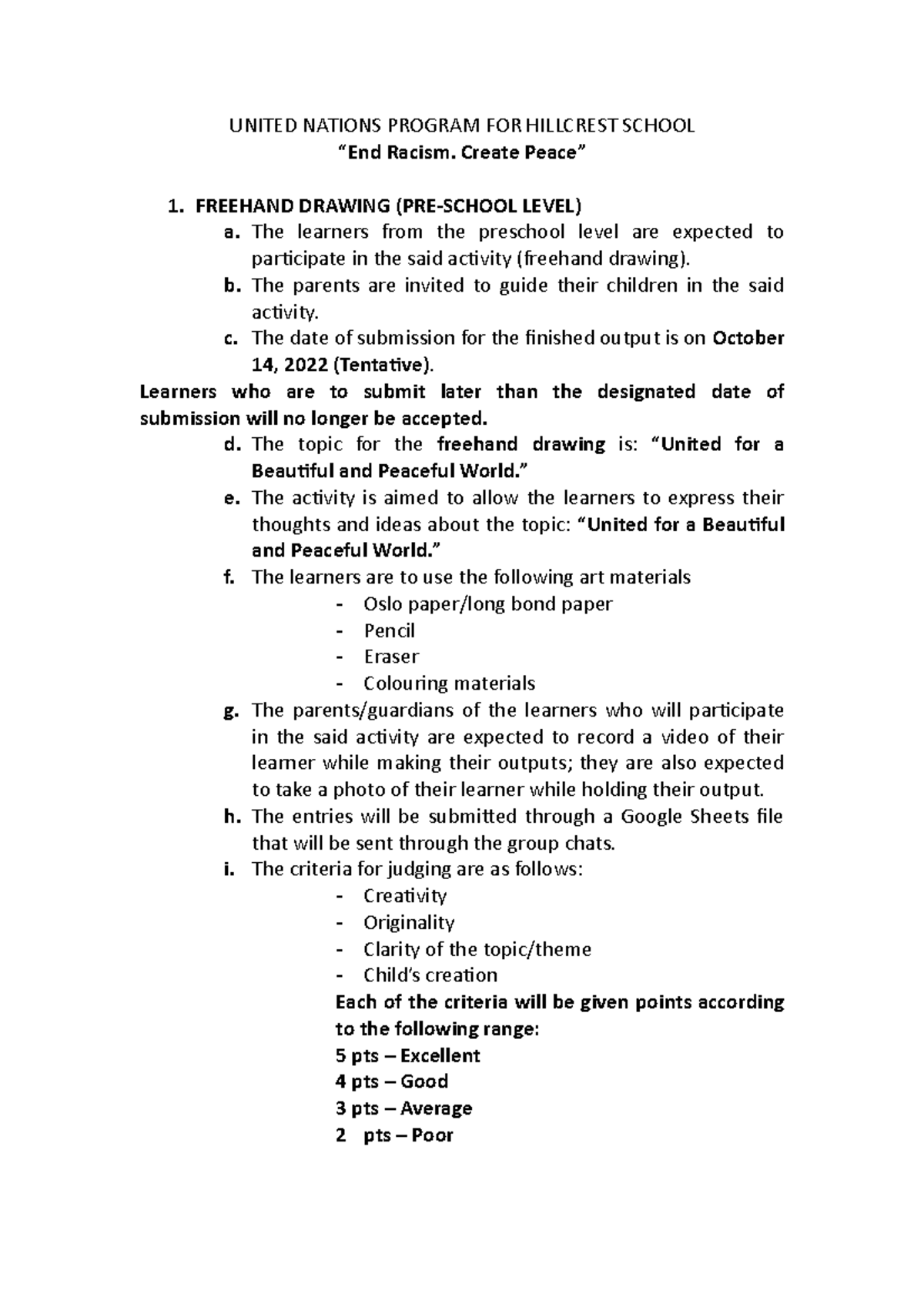 United Nations Program FOR Hillcrest School - UNITED NATIONS PROGRAM ...