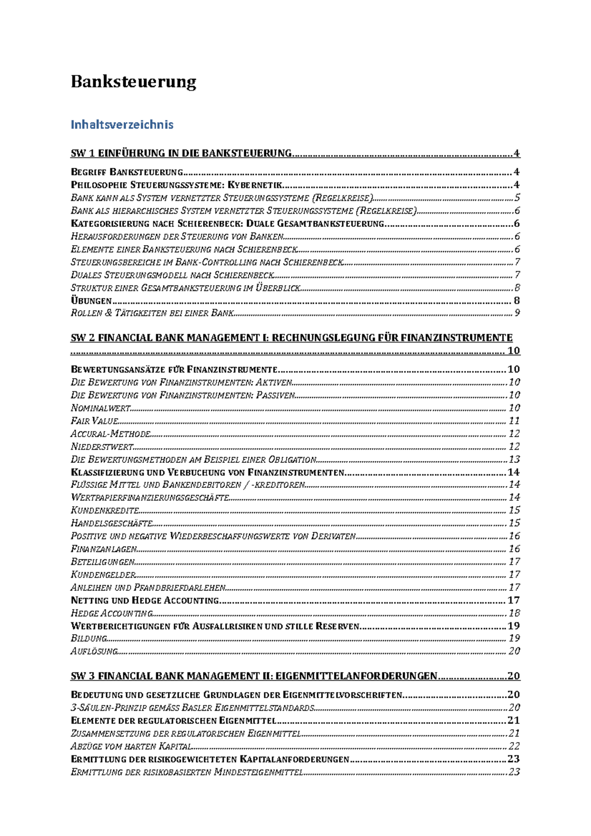 Banksteuerung Zsmf - sommer - Banksteuerung Inhaltsverzeichnis SW 1 IN ...