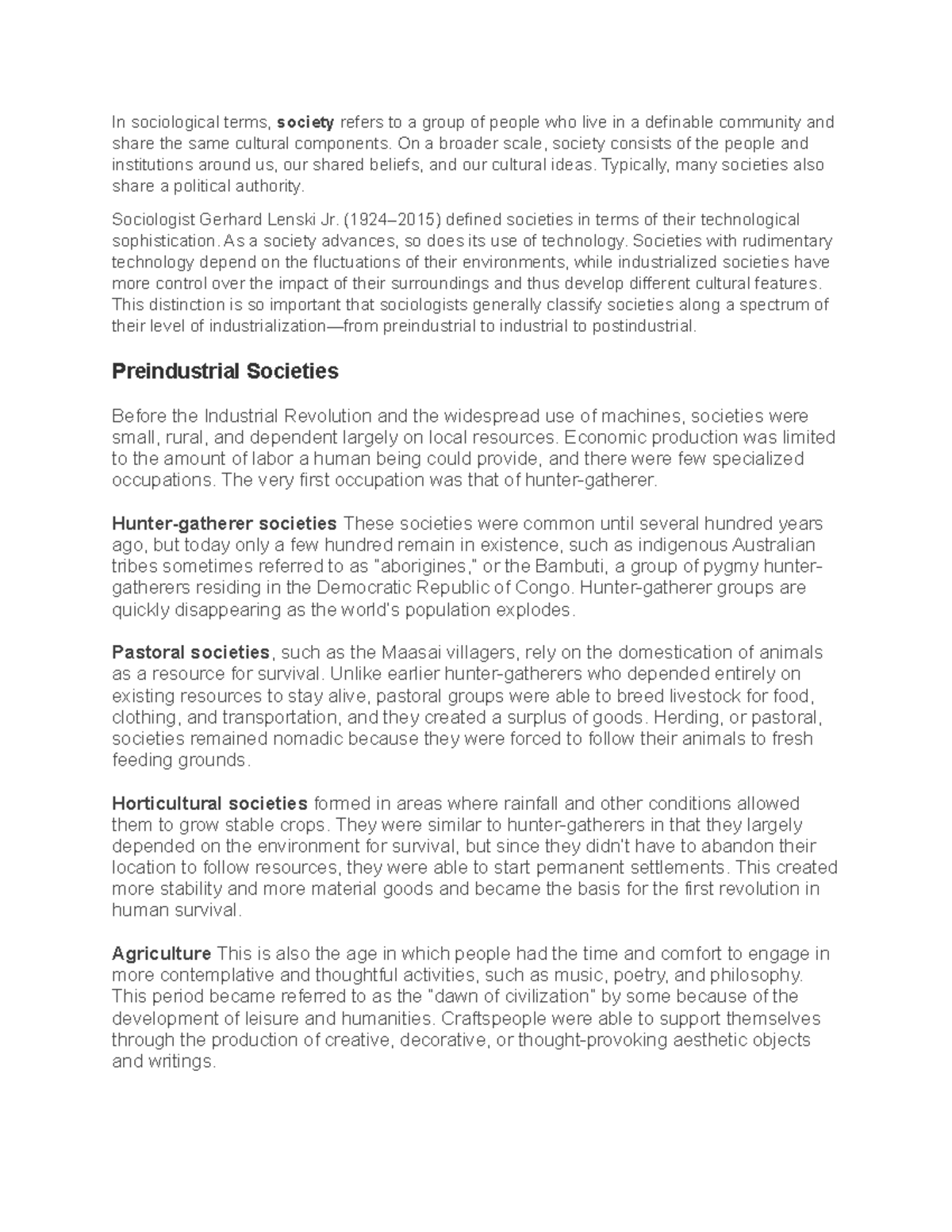 4 - Society and Social Interaction In sociological terms, society ...