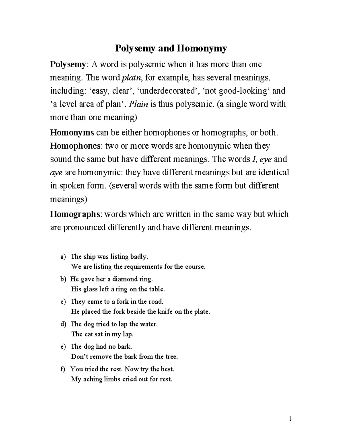 Polysemy and Homonymy - Polysemy and Homonymy Polysemy: A word is ...