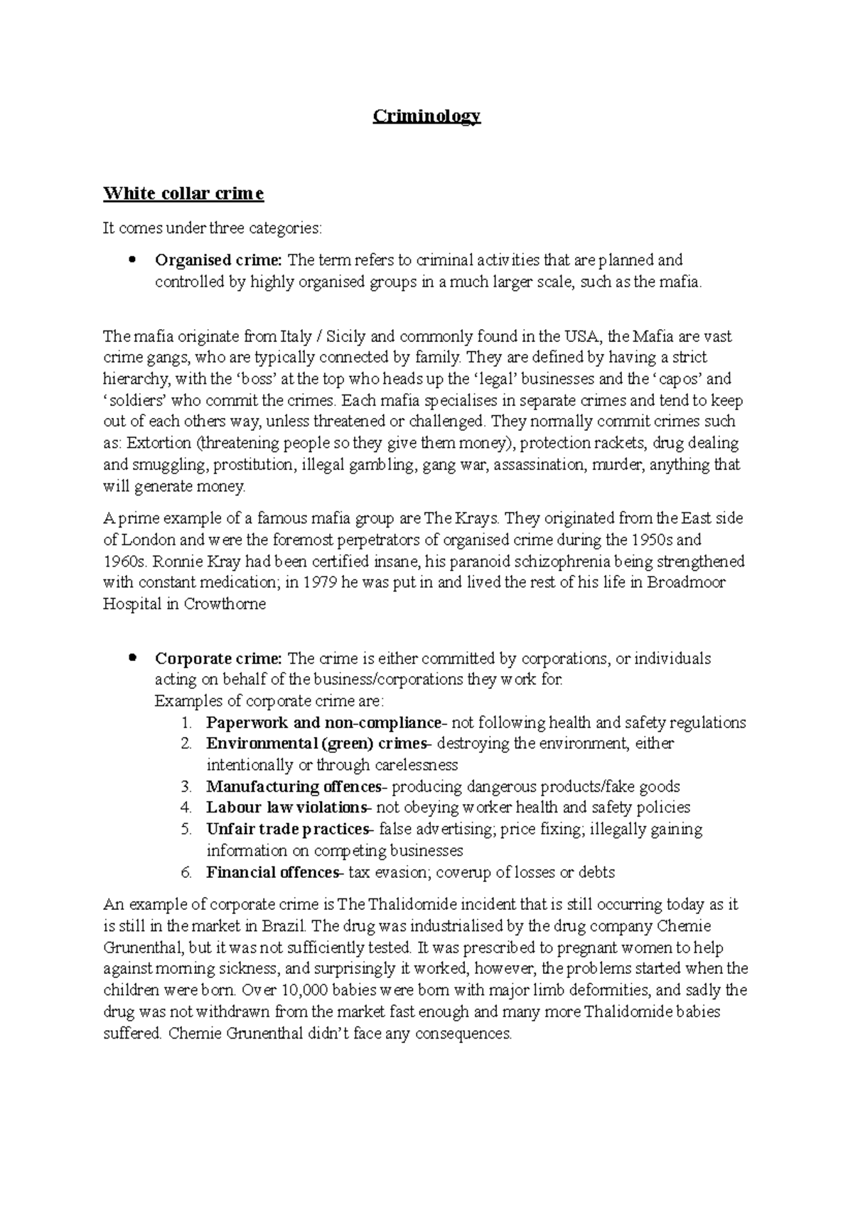 Controlled Assessment AC1.1 wednesday assessment - Criminology White ...