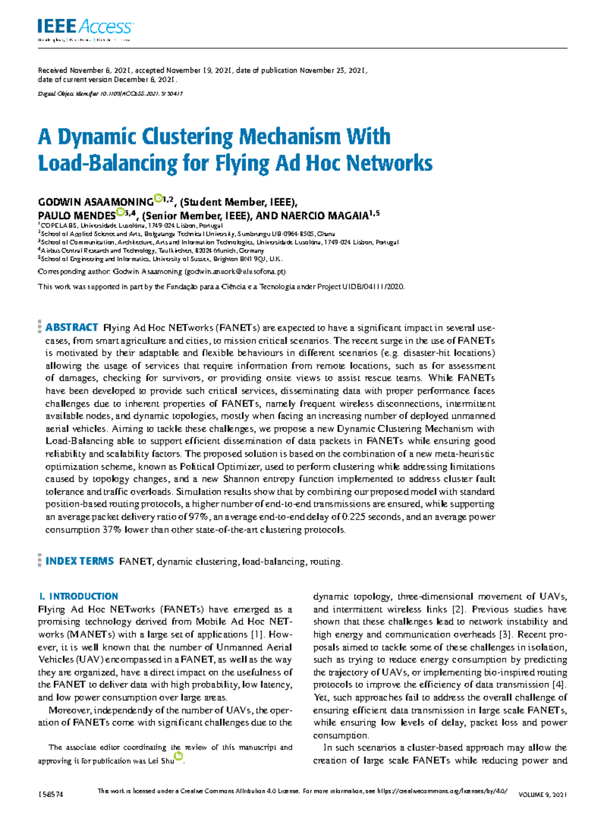 A Dynamic Clustering Mechanism With Load-Balancing for Flying Ad Hoc ...