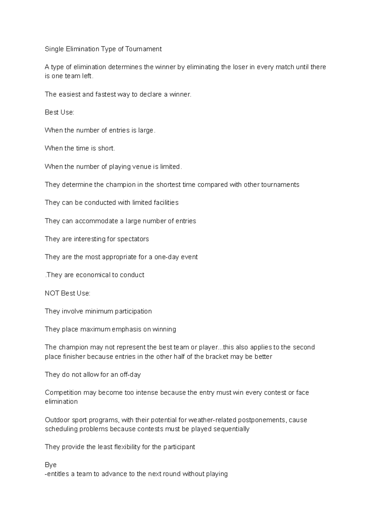 2 Single Elimination Tournament - Single Elimination Type of Tournament ...