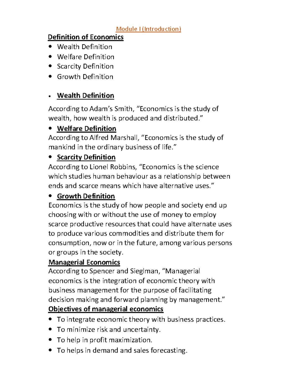 Eco exam - tg897t78 - Module I (Introduction) Definition of Economics ...