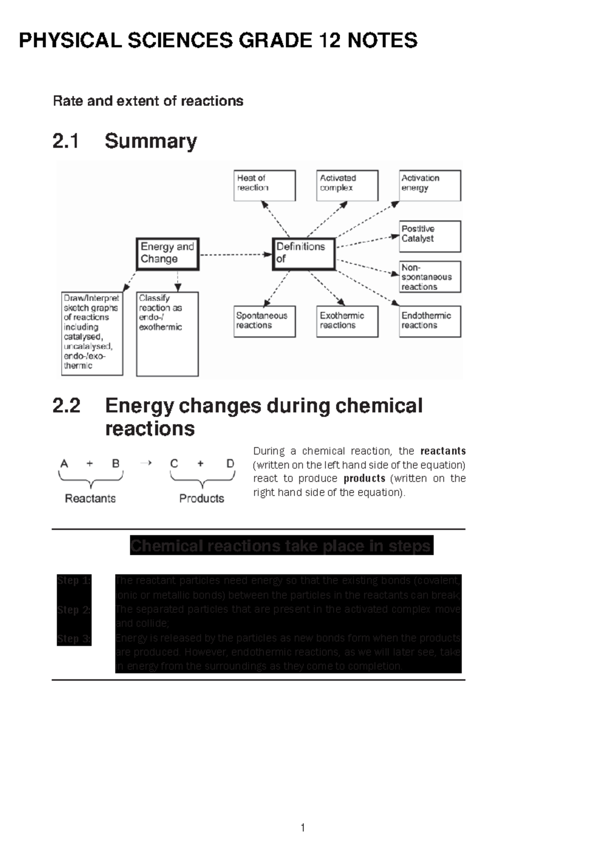 Physical Sciences Grade 12 Notes - Chemistry - PHYSICAL SCIENCES GRADE ...