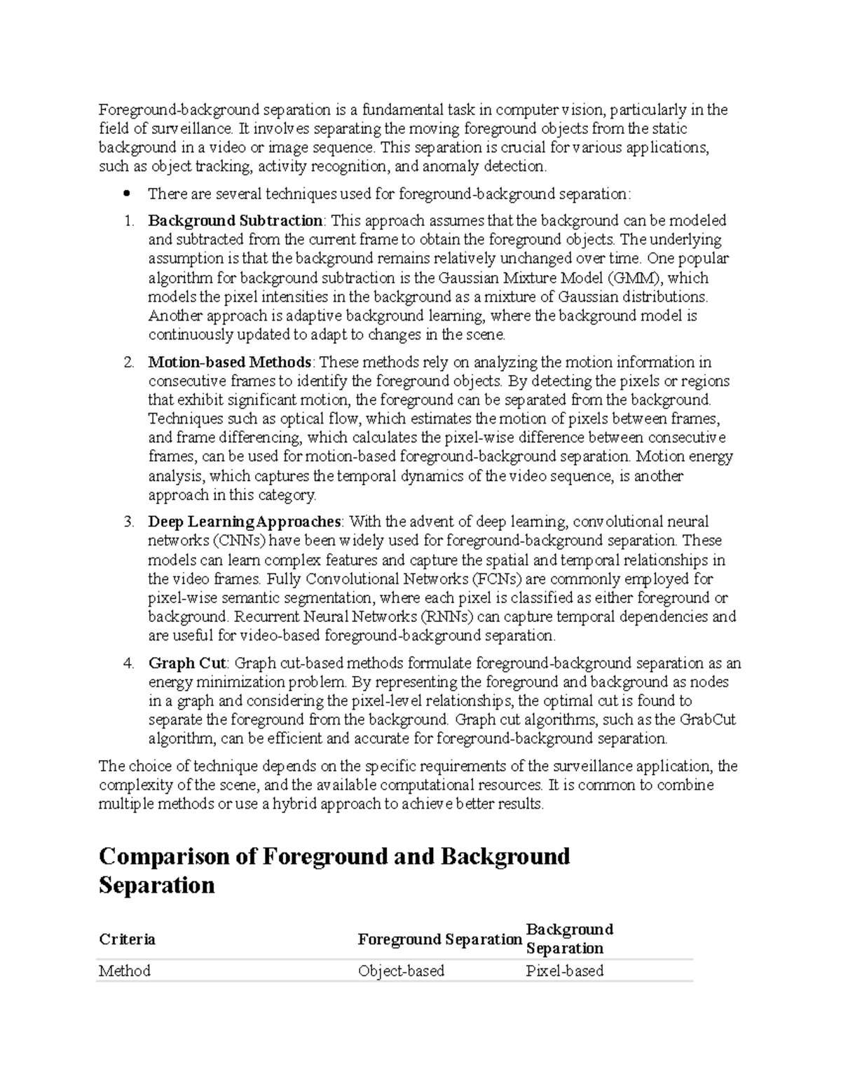 CV Applications - Foreground-background separation is a fundamental ...