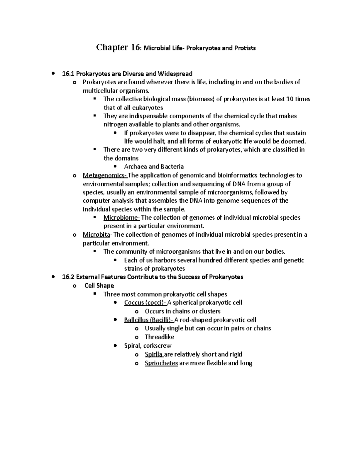 Chapter 16 Biology - Chapter 16: Microbial Life- Prokaryotes and ...