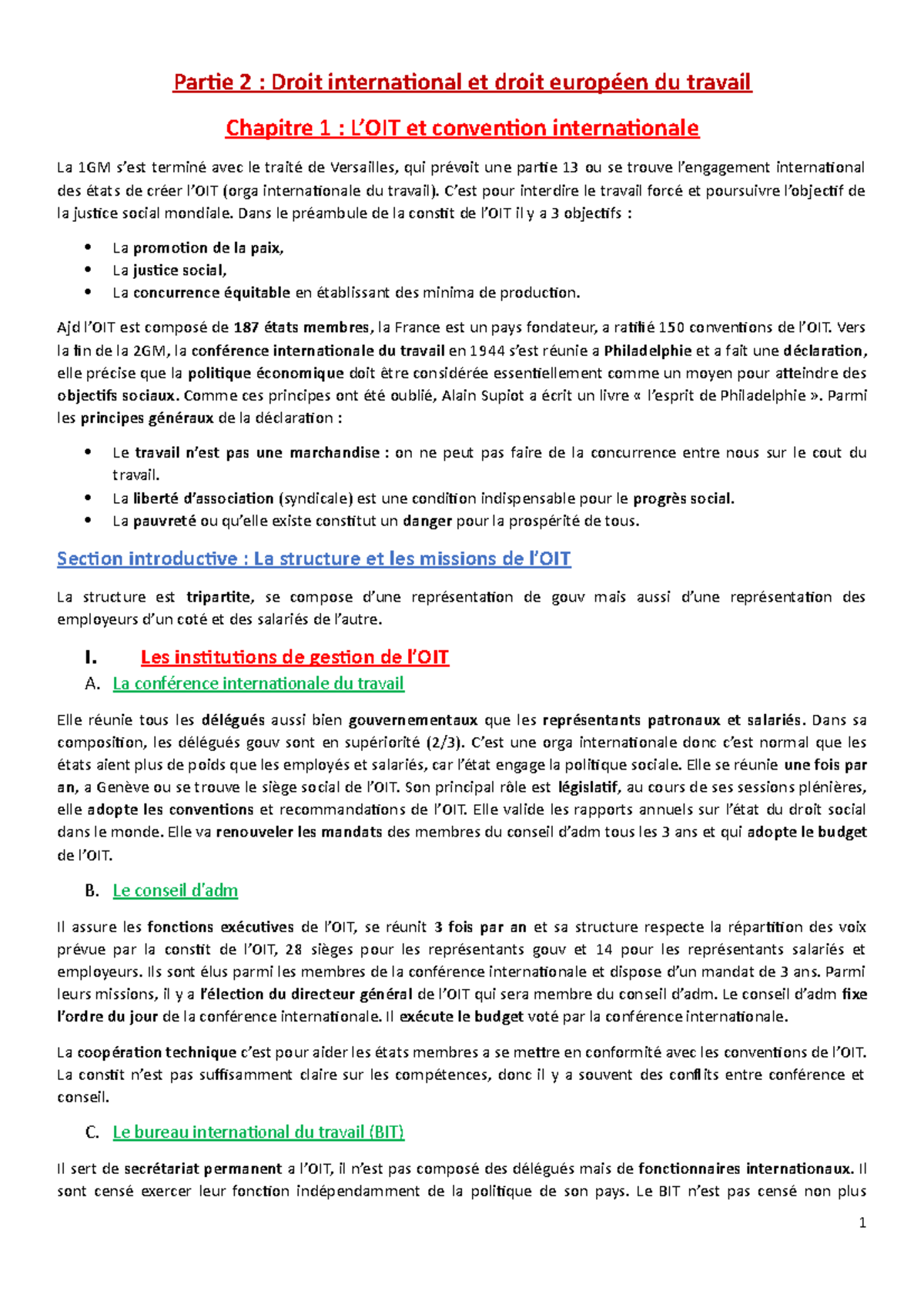 L'OIT et les conventions internationales - Partie 2 : Droit international et droit européen du ...