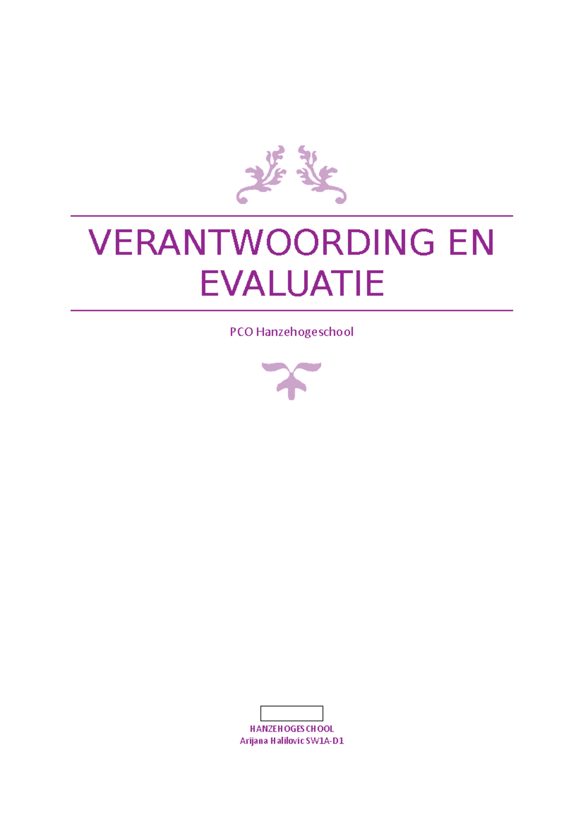 PCO verantwoording en evaluatie arijana - VERANTWOORDING EN EVALUATIE ...
