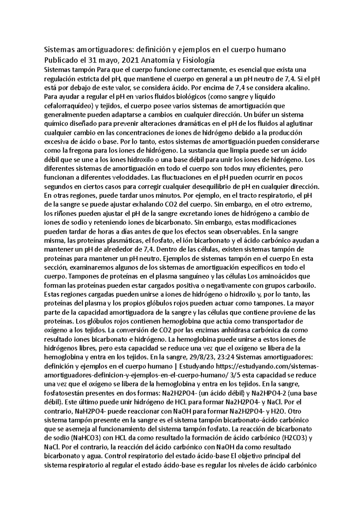 Bioquimica - bioquímica - Sistemas amortiguadores: definición y ...