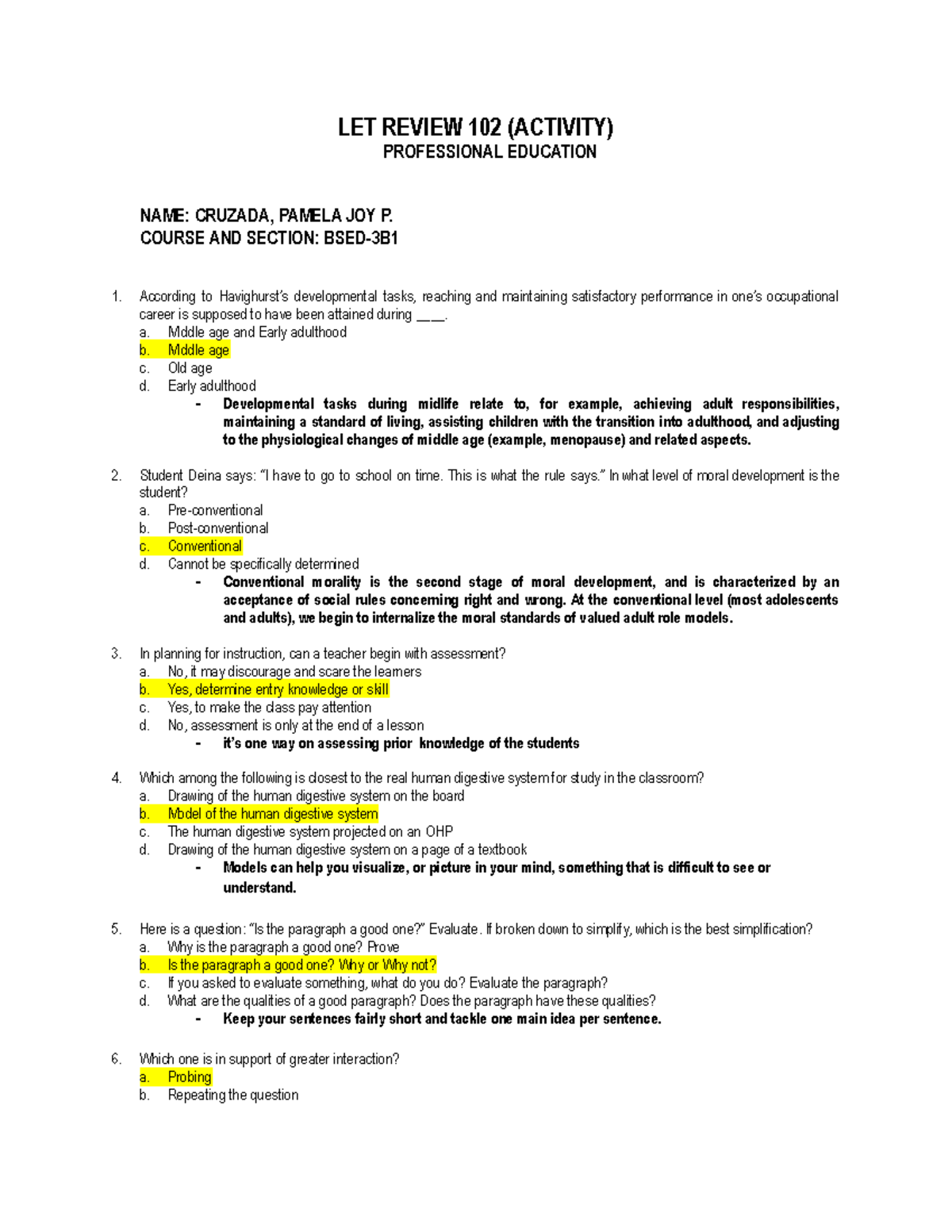 PROF-ED let reviewer - LET REVIEW 102 (ACTIVITY) PROFESSIONAL EDUCATION ...