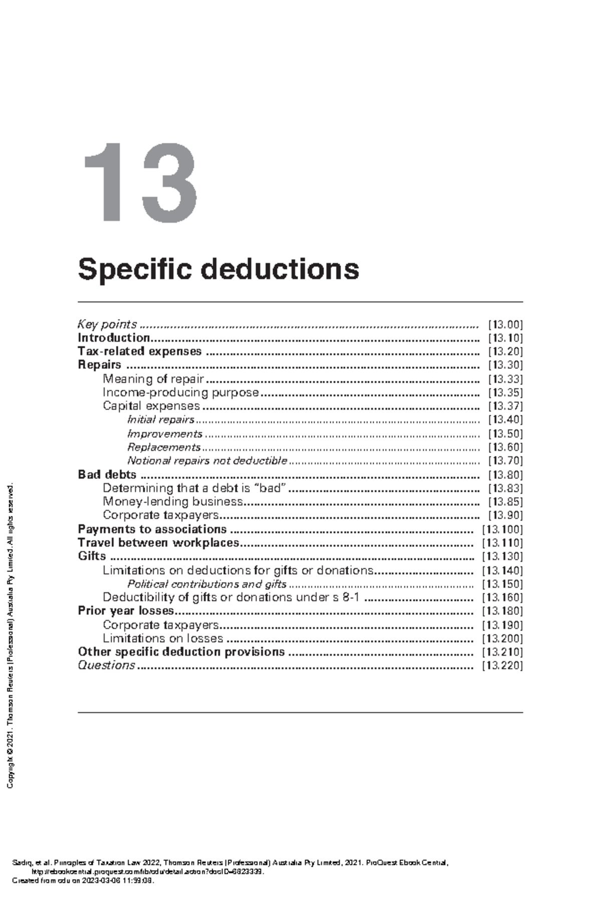 Principles of Taxation Law 2022 - 13 Specific deductions) - 13 Specific ...