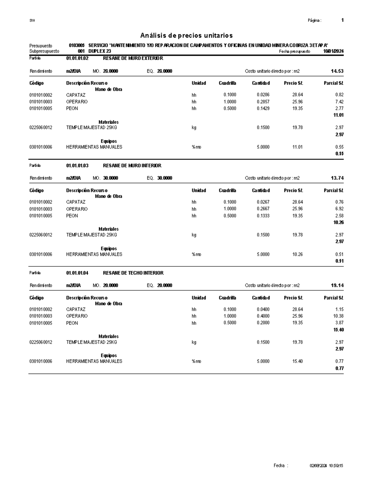 APU Duplex 23 - análisis de precios unitarios - 0103005 Presupuesto ...
