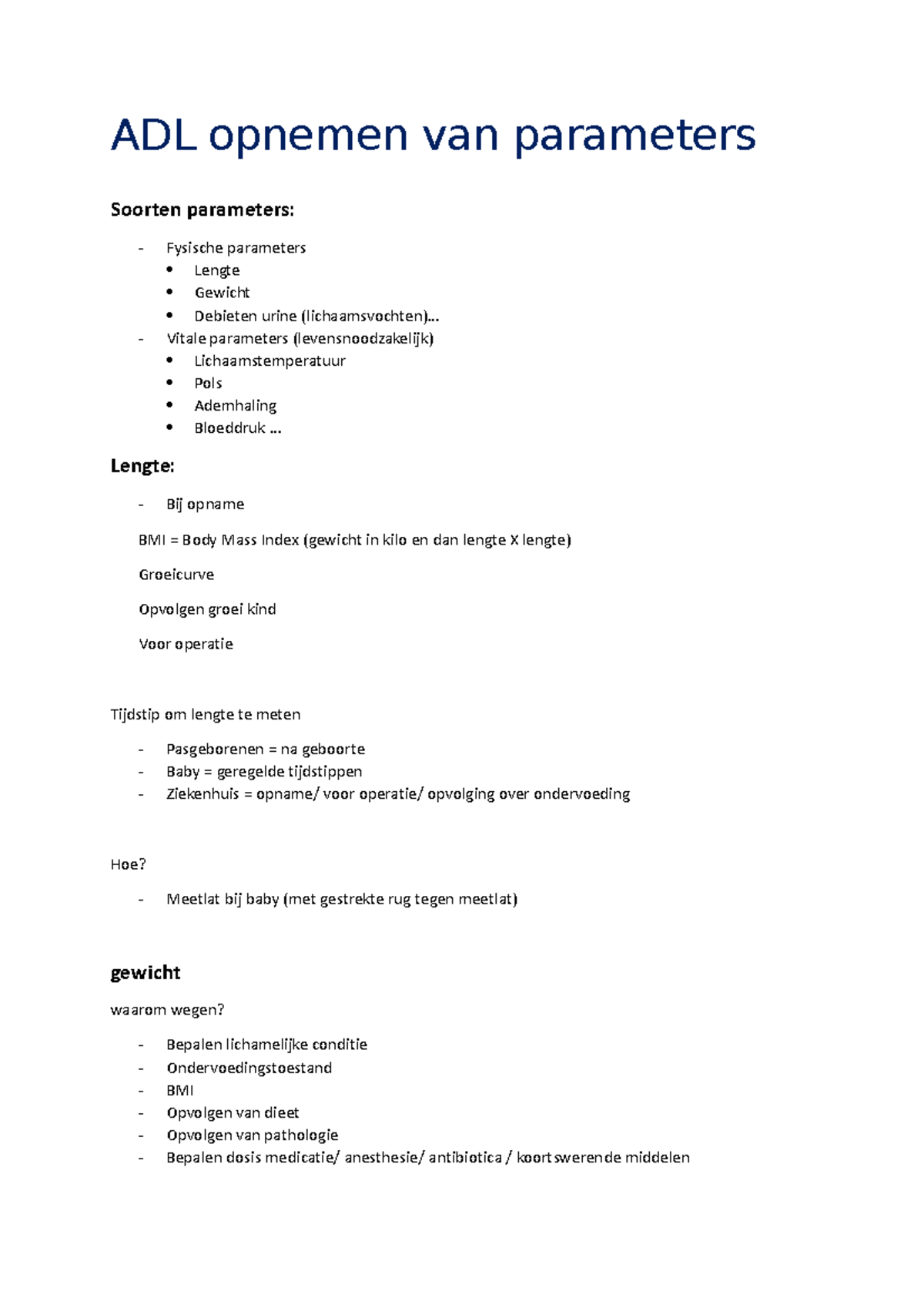ADL parameters - ... - ADL opnemen van parameters Soorten parameters ...