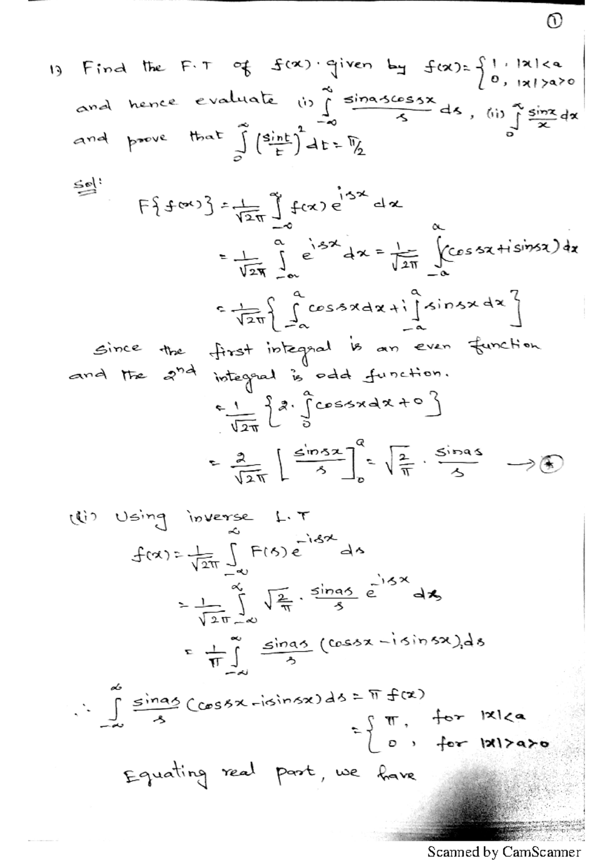 Fourier transform - maths lectures 2nd year - Transforms And Boundary Value Problems - Studocu