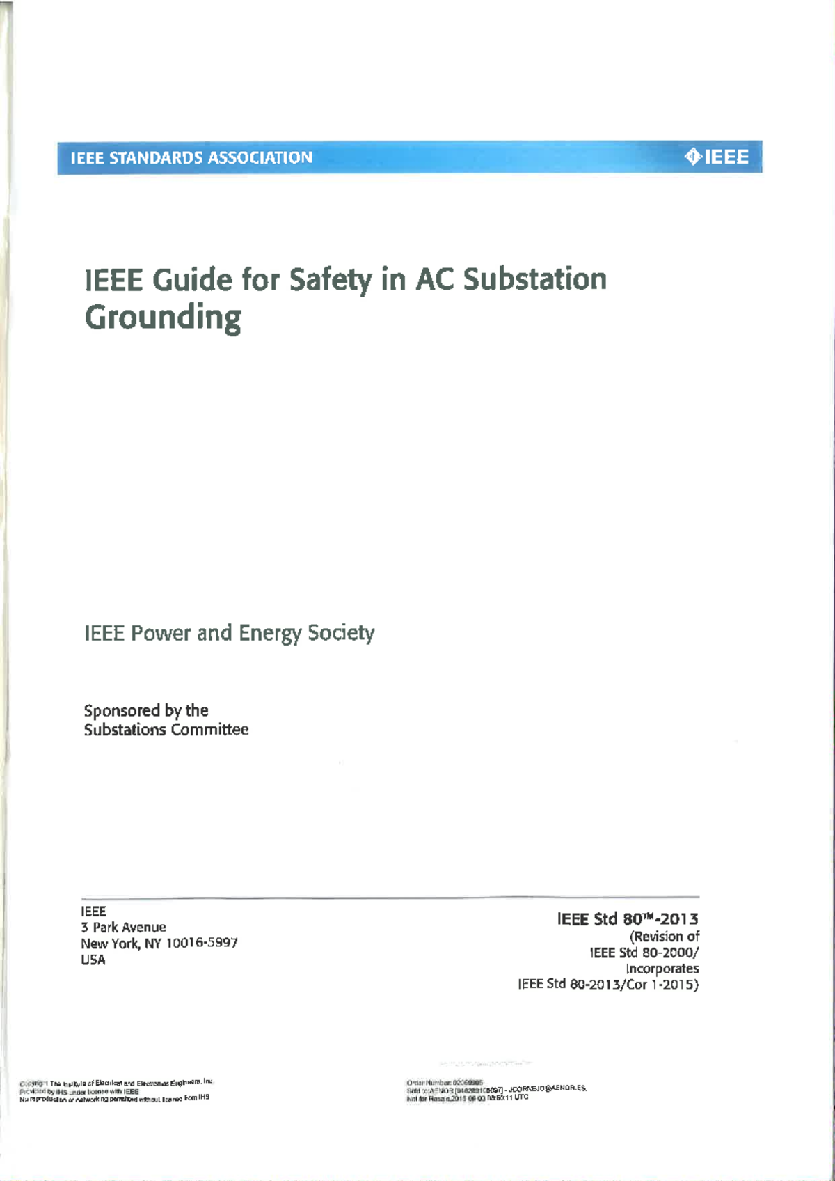 IEEE 80 2013 - Diseno De Lineas Y Subestac - Studocu