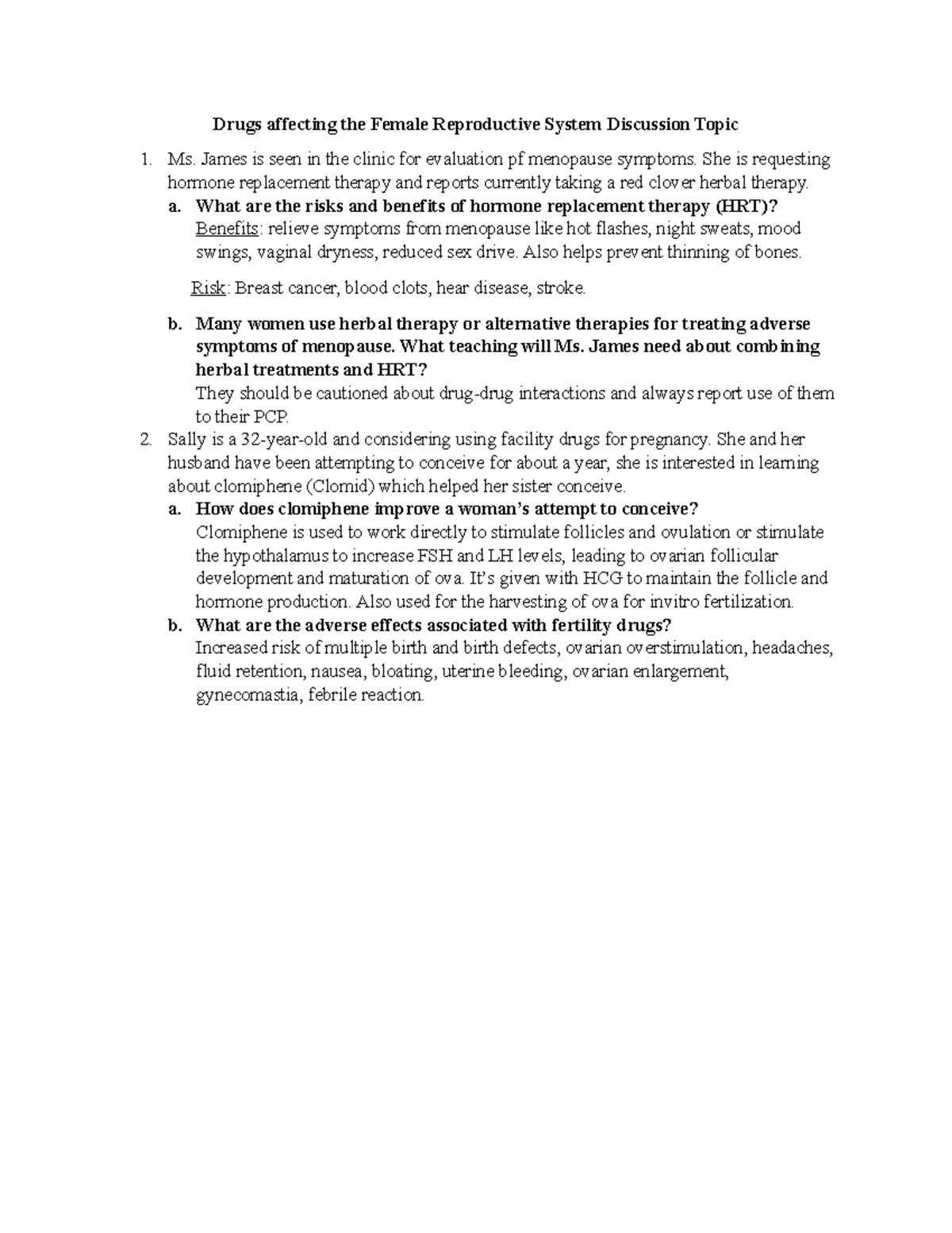 Femalereposystemdisc - Drugs affecting the Female Reproductive System ...