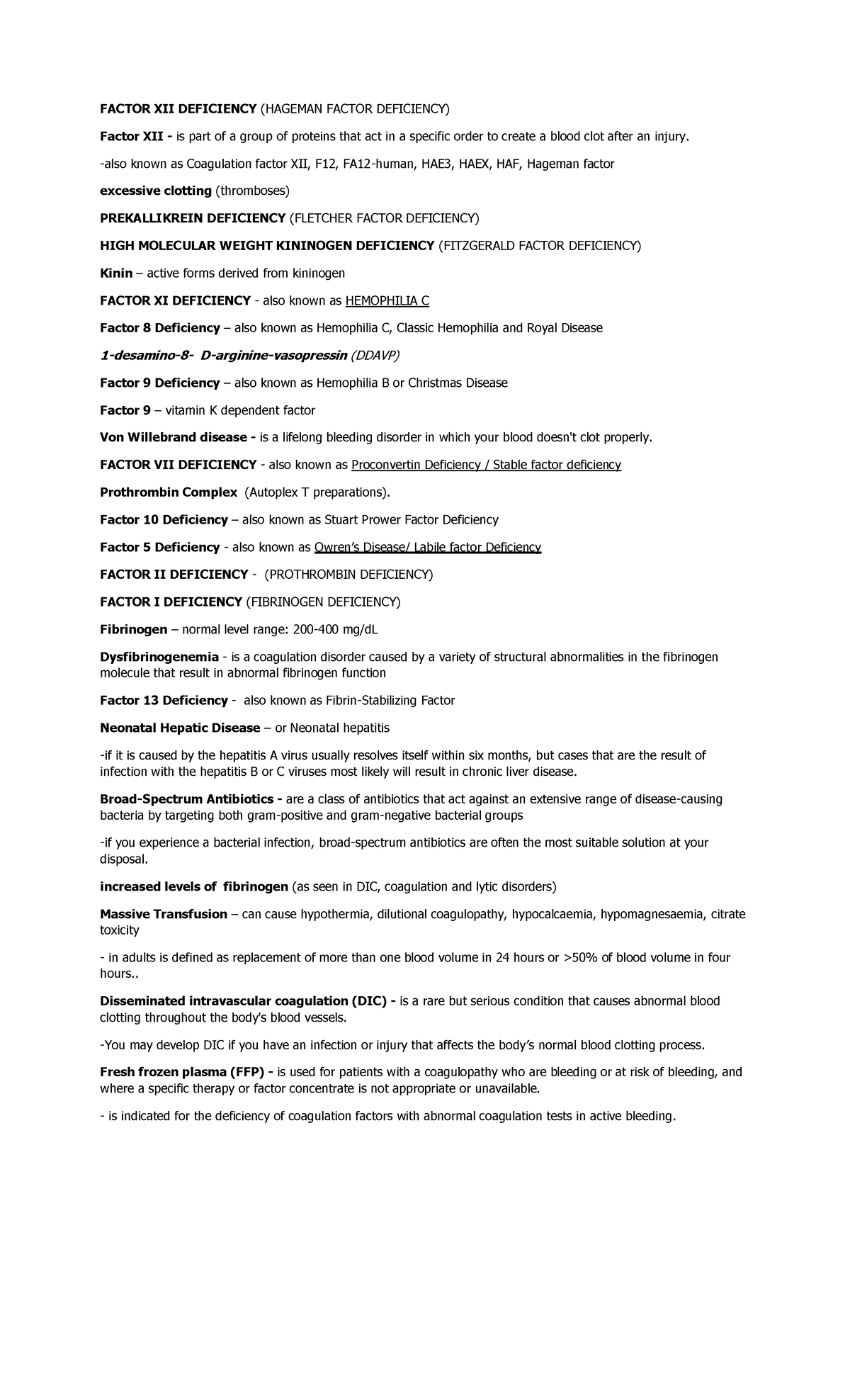 Side Notes hema - FACTOR XII DEFICIENCY (HAGEMAN FACTOR DEFICIENCY ...