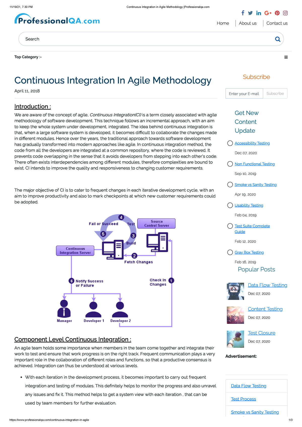 Continuous Integration in Agile Methodology Professionalqa - 11/19/21 ...