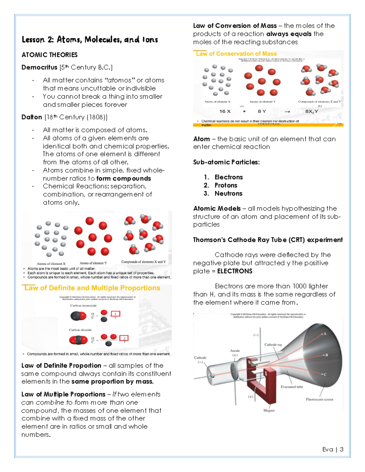 Lesson 2 - Atoms, Moleculs, and Ion - Lesson 2 : Atoms, Molecules, and ...