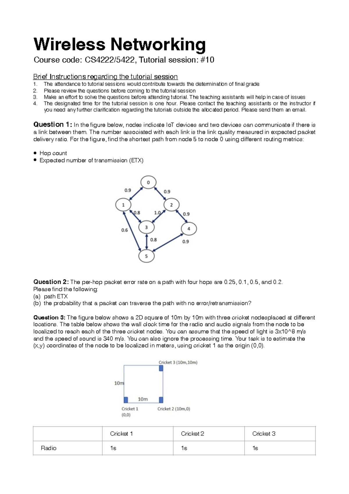 Tutorial 10 v3 - Wireless Networking Course code: CS4222/5422, Tutorial session: Brief ...