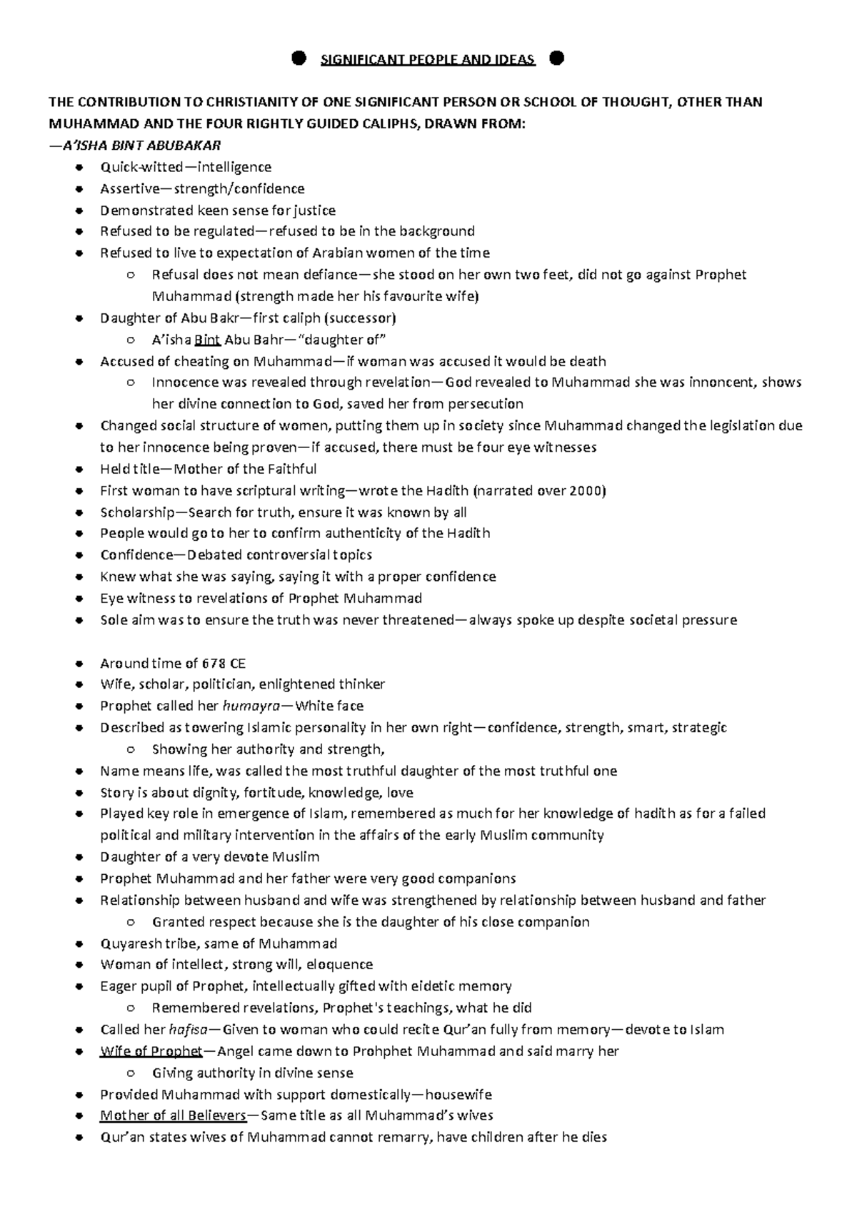 Studies Of Religion - HSC Notes Islam - SIGNIFICANT PEOPLE AND IDEAS ...