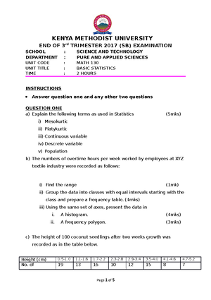 MATH 330 Notes - Mr kimathi - KENYA METHODIST UNIVERSITY FACULTY OF ...