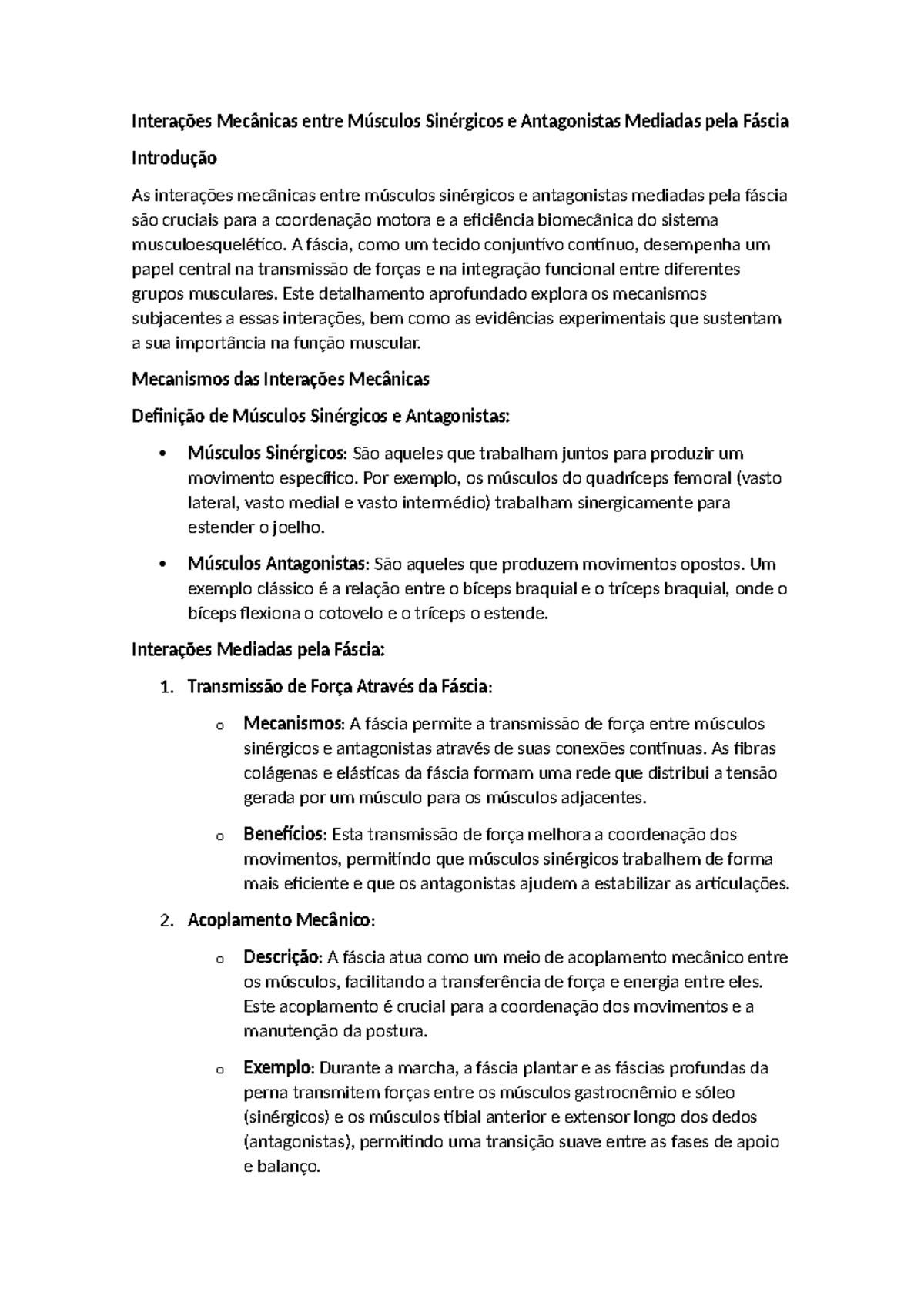 Interações Mecânicas da fascie muscular - Interações Mecânicas entre ...
