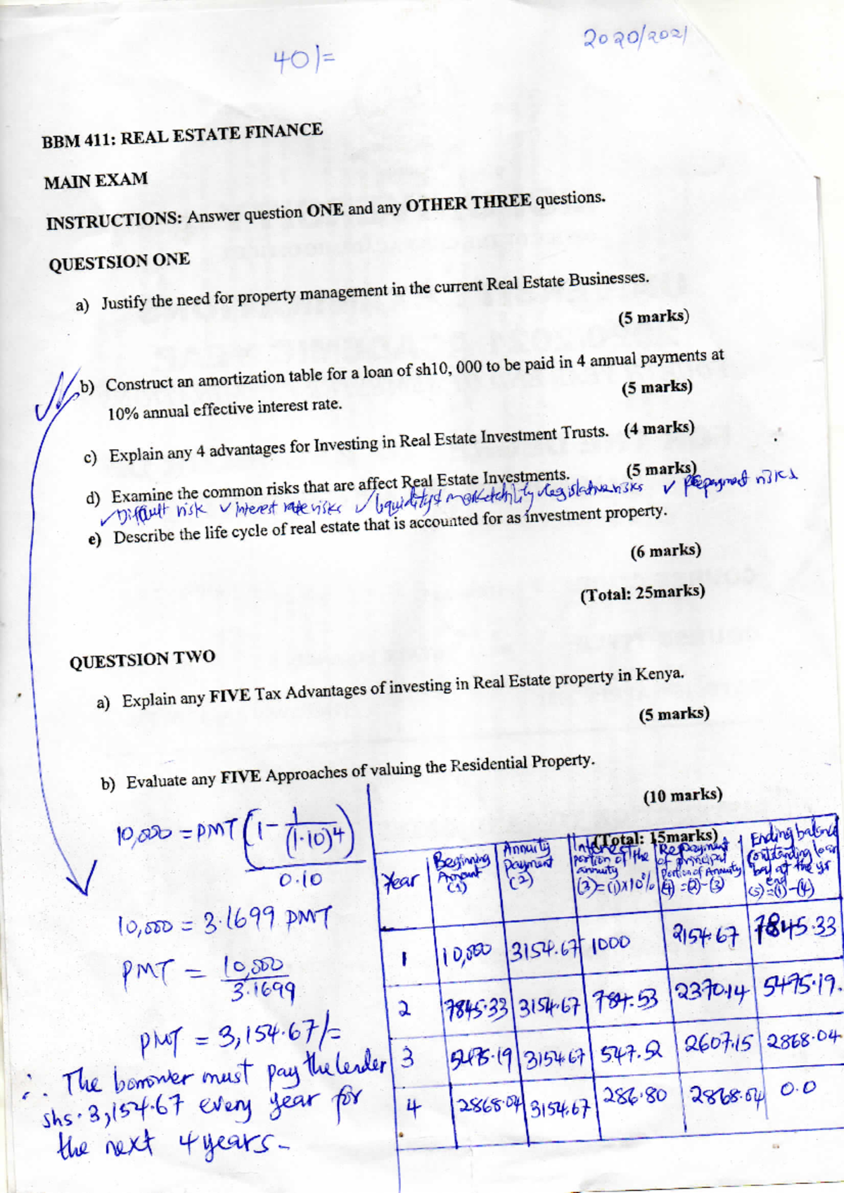 REAL Estate past papers - Corporate Law - Studocu