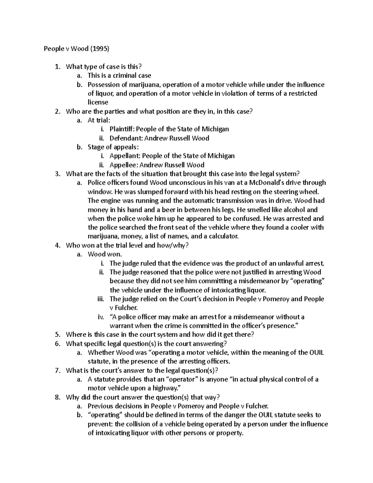 People v WOOD - This case is important!!!! - People v Wood (1995) What ...