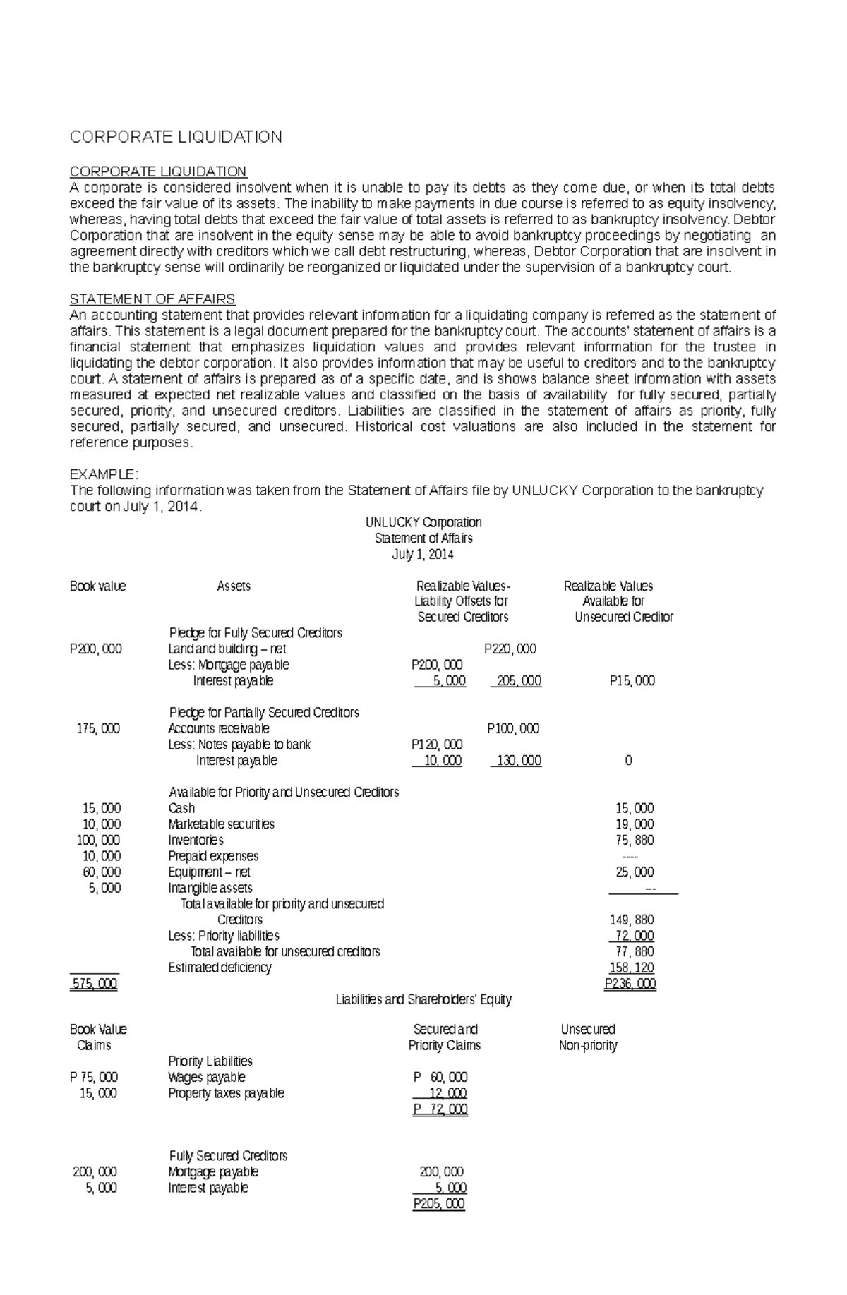Kupdf This Is Helpful CORPORATE LIQUIDATION CORPORATE LIQUIDATION A