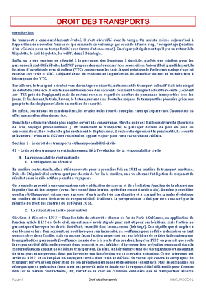 Contrat de transport fiche révision - LE CONTRAT DE TRANSPORT Nature du ...