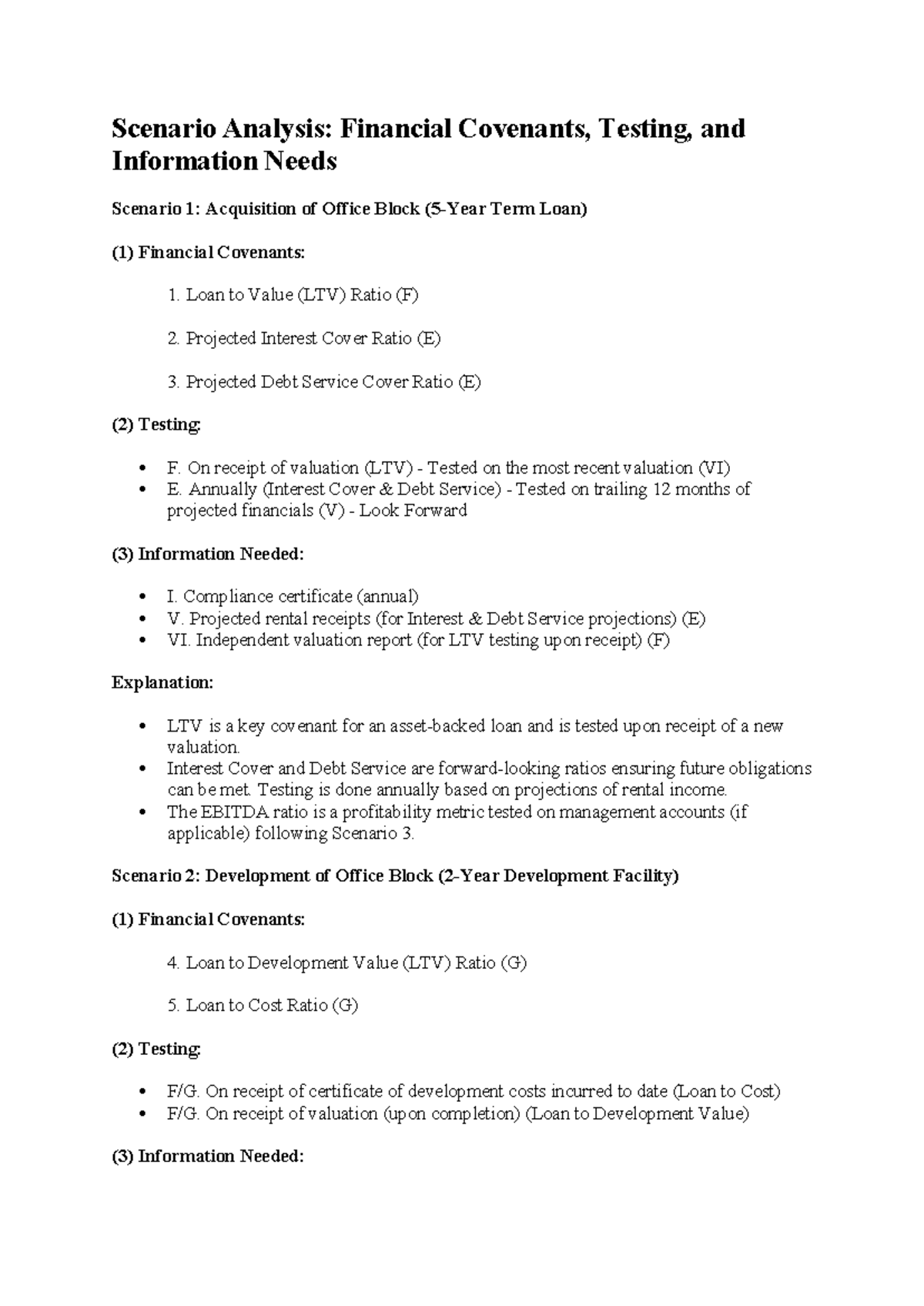 Unit 3 - Scenario Analysis - Scenario Analysis: Financial Covenants ...