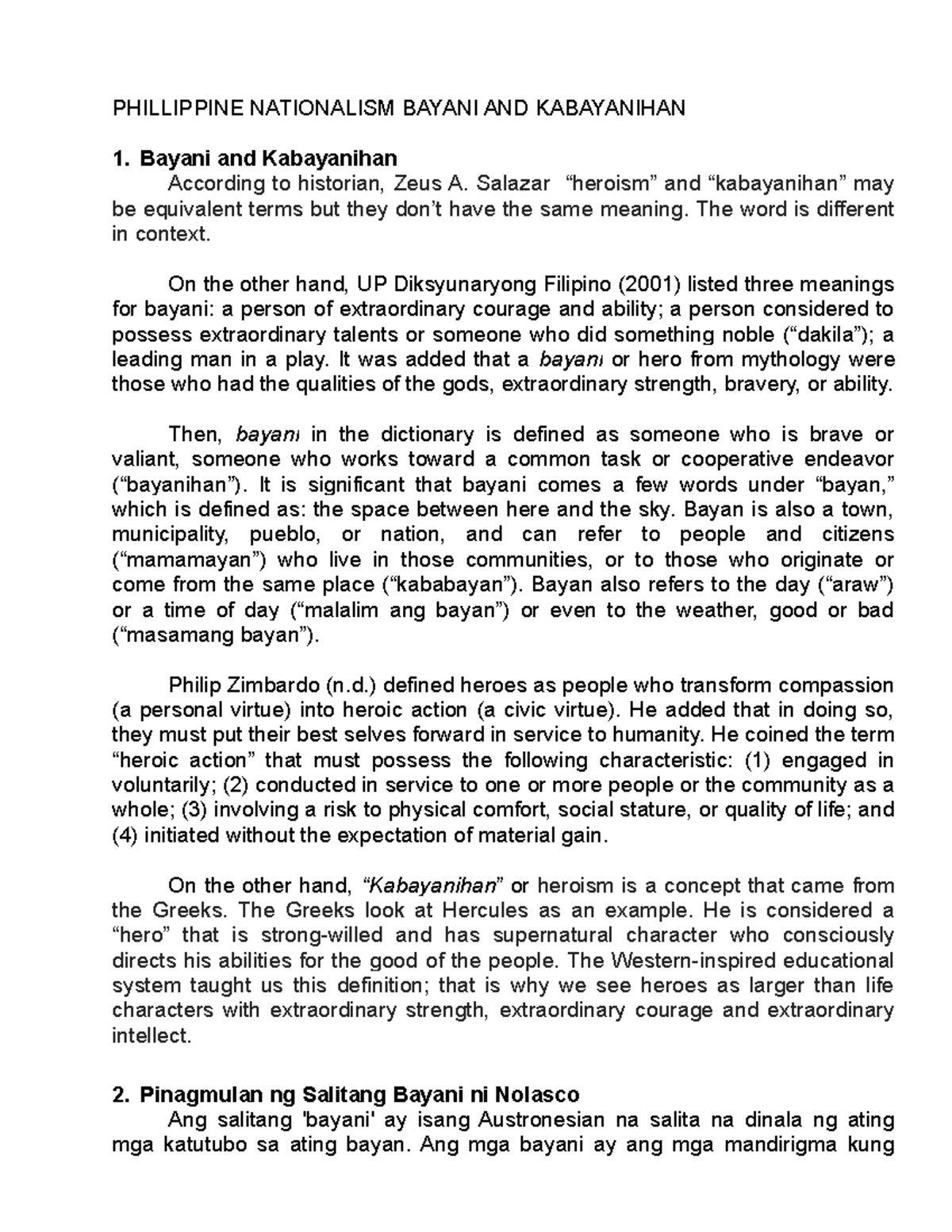 Phillippine Nationalism Bayani And Kabayanihan - PHILLIPPINE ...