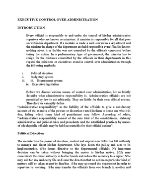 Parliamentary Control Over Administration - PARLIAMENTARY CONTROL OVER ...